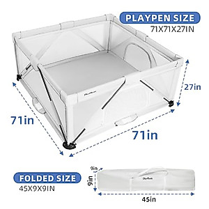 Baby Playpen Foldable, Tksd&m Large Play Yard,Playpen for Babies and Toddlers, Play Pens for Babies and Toddlers with Gate, Indoor & Outdoor Portable Play Pen