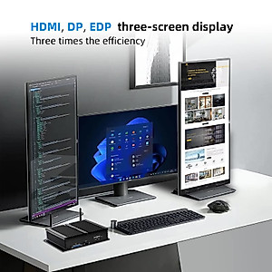 Mini Desktop Computer, Core i7-8550U, 32GB DDR4 RAM 1TB SSD, 4K@60Hz Triple Display HDMI, DP, EDP, Dual Gigabit Ethernet, 4USB2.0, 4USB3.0, 6RS232 COM, LPT port, Dual Band WiFi, Bluetooth4.2, Win11