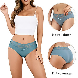 BIONEK Womens Underwear Cheeky Cotton,Bikini Panties Hipster Briefs Lace Soft Breathable 3/4/6 Pack S-XL