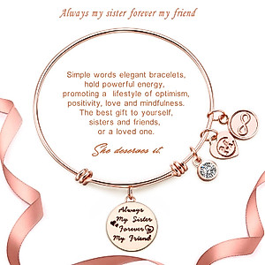 Sister Friend Expandable Charm Inspirational Bangle Bracelets Always My Sister Forever My Friend