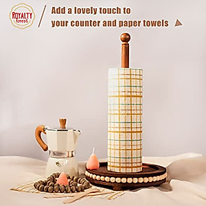 Royalty Forest Farmhouse Paper Towel Holder Wood – Handmade Wooden Paper Towel Holder Countertop for Kitchen – Espresso Paper Towel Holder Rustic – Boho Decor