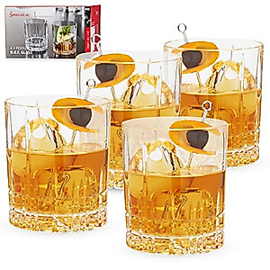 Spiegelau Perfect Serve Double Old Fashioned Glasses Set of 4 - Lowball Cocktail Glasses European-Made Crystal, Dishwasher Safe, Professional Quality Cocktail Glass Gift Set - 13 oz