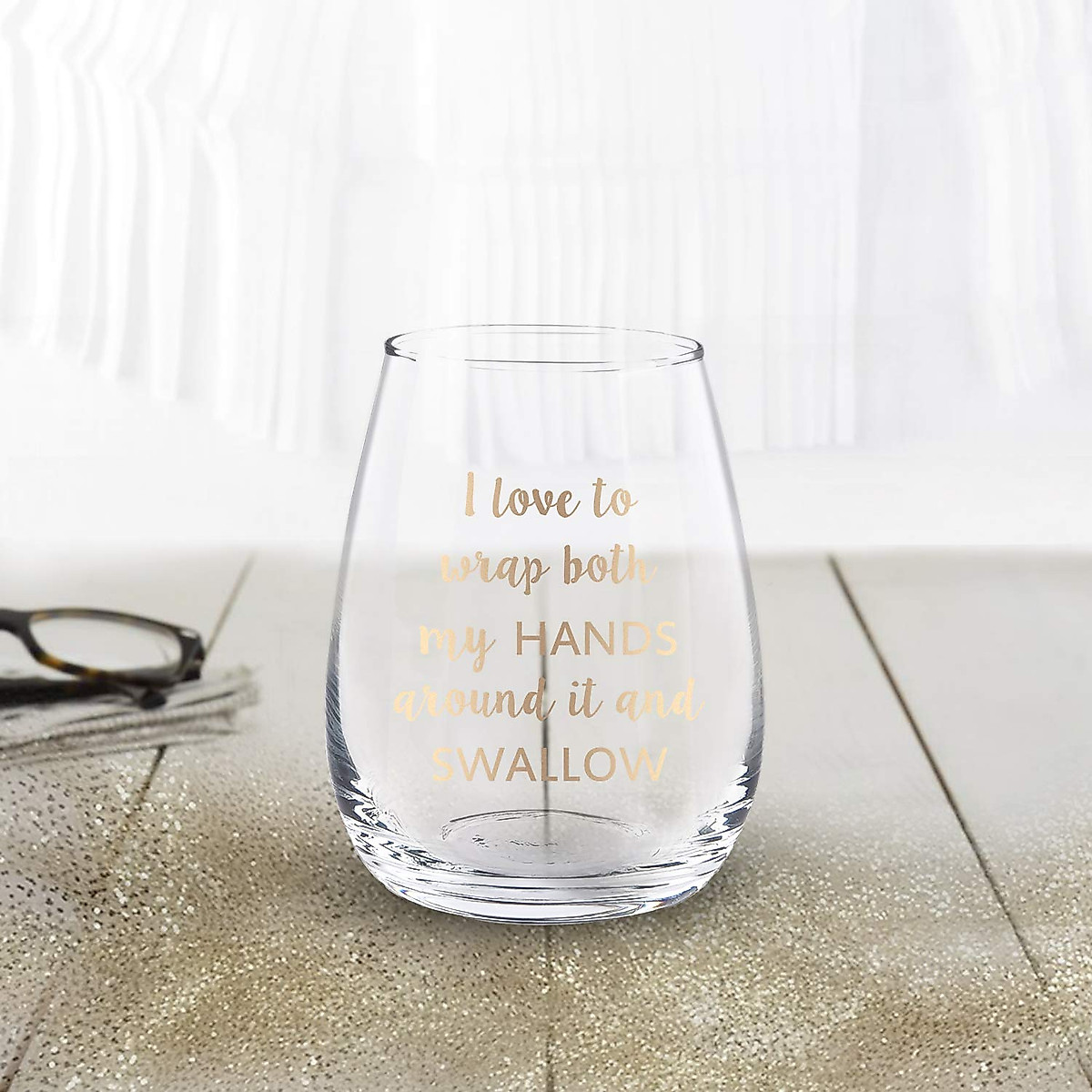 Bachelorette Wine Glass for Women, I Love to Wrap Both My Hands around It and Swallow Funny Stemless Wine Glass for Women Good Friend Wife, 15 Oz