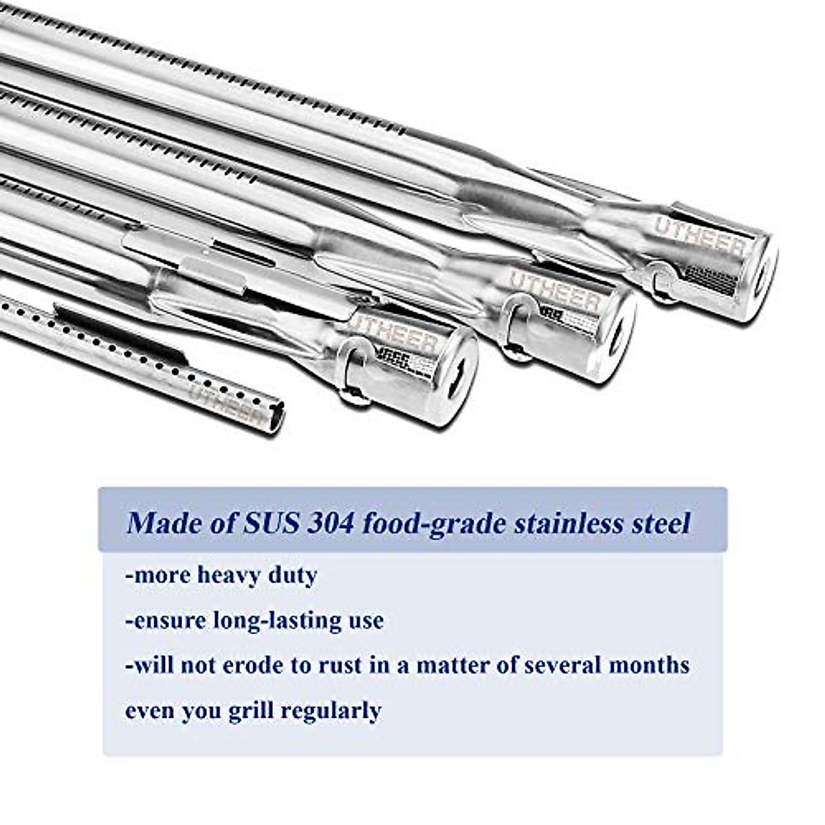 Utheer 69787 18 Inch Grill Burner Tube for Weber Spirit 300 Series, Spirit E310 S310 E320 S320 E330 S330 SP330 (2013 and Newer), Spirit II E310 Grills with Up-Front Control, 304 Stainless Steel Burner