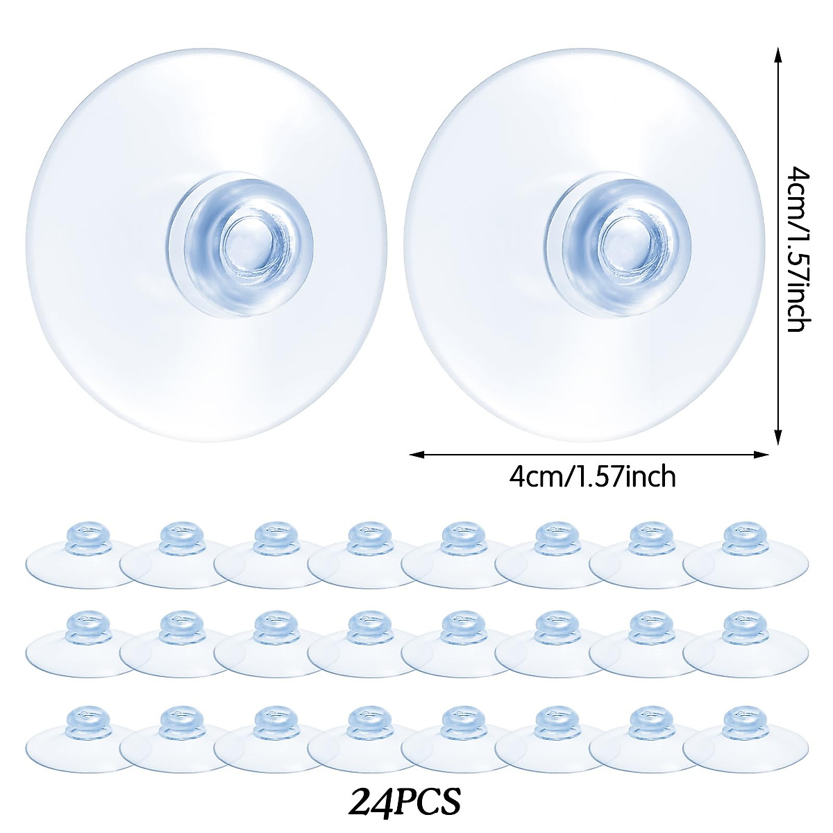 24Pcs Small Suction Cups,Glass Suction Cups 1.6Inch Clear PVC Rubber Window Suction Cups without Hooks,for Home Kitchen and Bathroom Windows Glass Doors