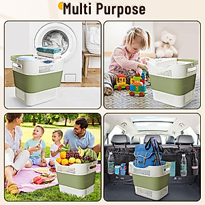 35L Collapsible Laundry Baskets Plastic with Handles,Removable Pop Up Storage Container,75L Clothes Laundry Hamper-Foldable Laundry Basket 0rganizer