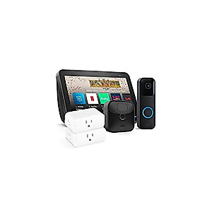 Smart Home Bundle - Echo Show 8 + Blink Video Doorbell + Blink Outdoor 1-Cam System + 2 Smart Plugs