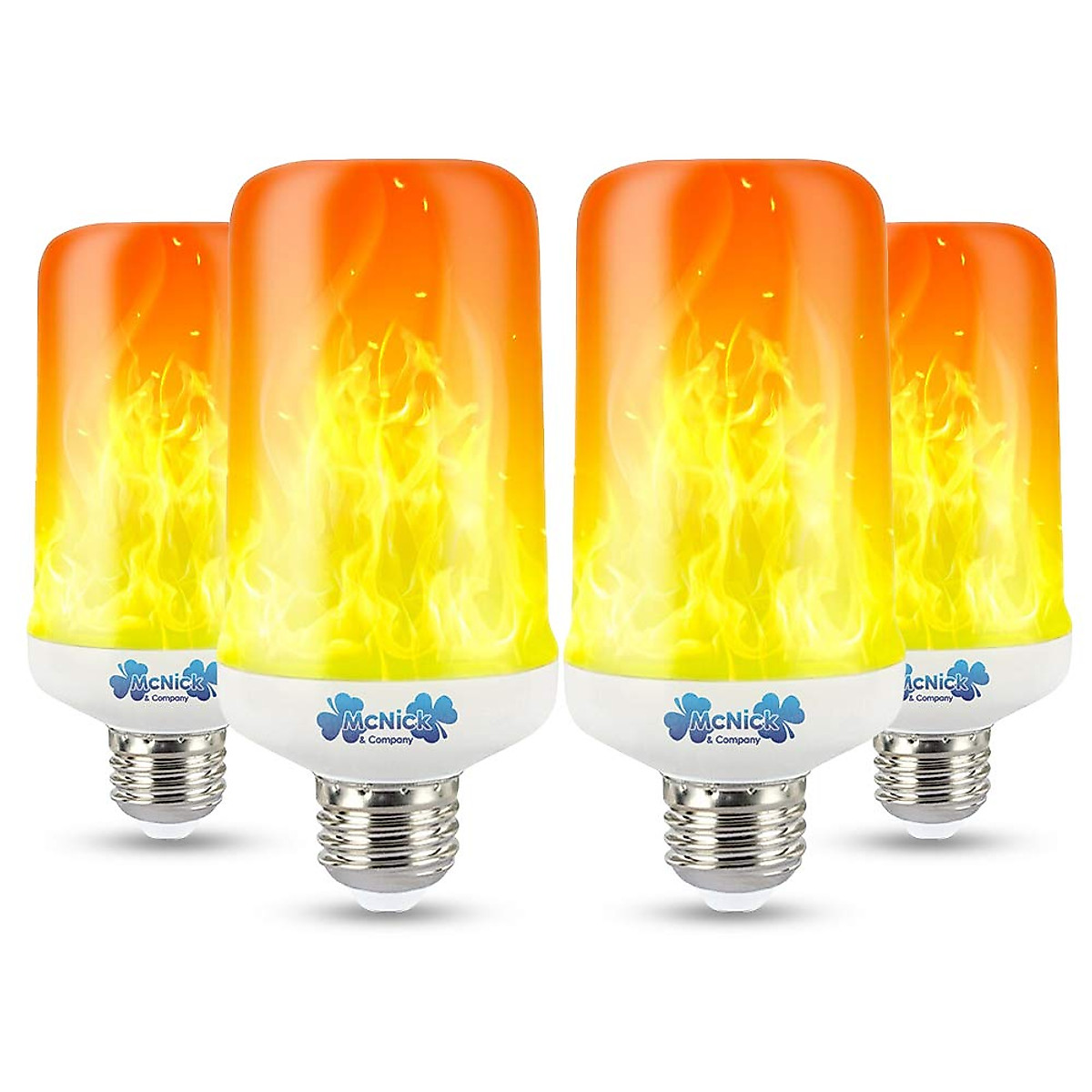 MCNICK & COMPANY Flame Light Bulbs - LED Flickering Bulbs (4 Pack) - Flicker Flame Light Bulbs That Look Like Gas Lanthern - Light Bulbs That Look Like Flames