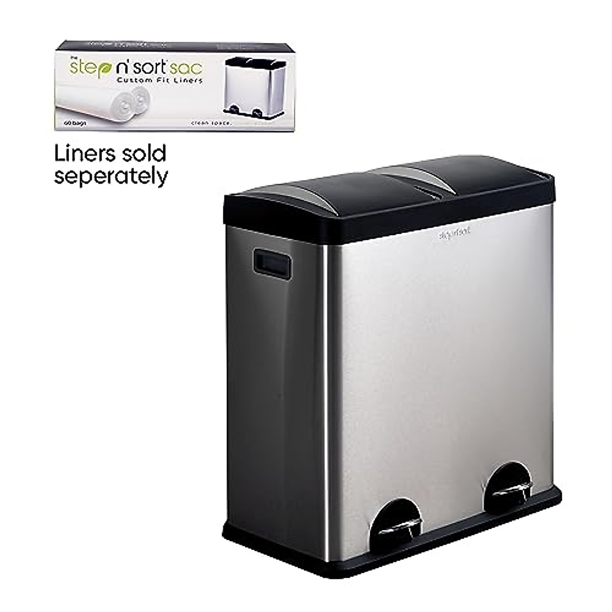 Step N' Sort The 16 Gal. 2-Compartment Stainless Steel Trash and Recycling Bin