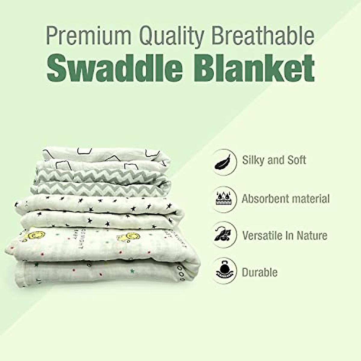 Baby Swaddle Blanket Muslin Silky Soft Blanket Set Breathable for Girls & Boys, Skin-Friendly Baby Receiving Wrap Newborn Gifts, Infant Shower Items, and Toddler Gifts - Pack of 4 (100% Cotton)