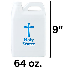 Needzo Holy Water Container, Durable Holder with Secure Lid, Accessory for Religious Ceremonies and Home Blessings, 64 Ounces
