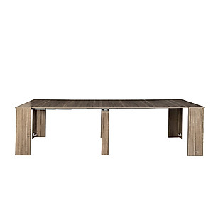 Pvillez Extendable Dining Table, 118.5" Modern Rectangular Extendable Table, Wooden Kitchen Table Dining Room Table, Long Desk Table Large Console Table Office Table for 6 8 10 12 People (White Oak)