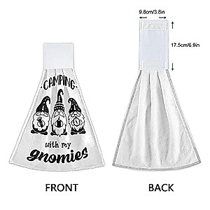Lhammer Camping Gnomes Kitchen Towels Summer Gnomies Hanging Hand Towels for Bathroom Decor 2 Pack Beach Fingertips Tie Towels with Loop 12"x17"