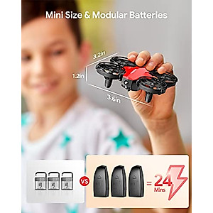 TOMZON 2 Pack A24 Drone for Kids with Battle Mode, Small RC Drone with Throw to Go, Kids Drone with Circle Fly, Self Spin, 3D Flip, 2-In-1 Quadcopter with Altitude Hold, Headless Mode, 4 Batteries
