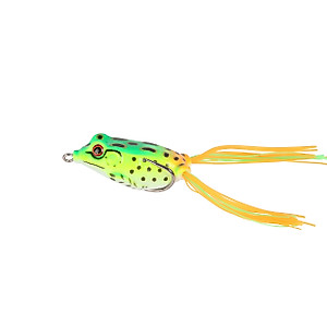 5pcs Frog Topwater Fishing Crankbait Lures Double Sharp Hooks Soft Bait for Bass Salmon Freshwater Saltwater Fishing with Tackle Box