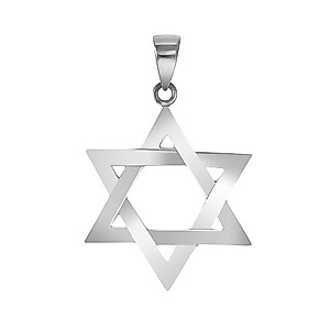 World Jewels 925 Sterling Silver Solid Polished Star of David Pendant Charm for Women Men Bar or Bat Mitzvah Hanukkah Anniversary Birthday Gift Idea –Jewish Jewelry Estrella de David – Solid