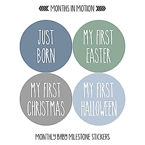 Baby Monthly Stickers | Milestone Stickers | Newborn Month Stickers for Baby Girl or Boy | Gender Neutral Stickers | Birth Announcement (Set of 24)