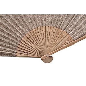 Salutto Hand Fan with Beautiful Fabric Printed (Coffee)