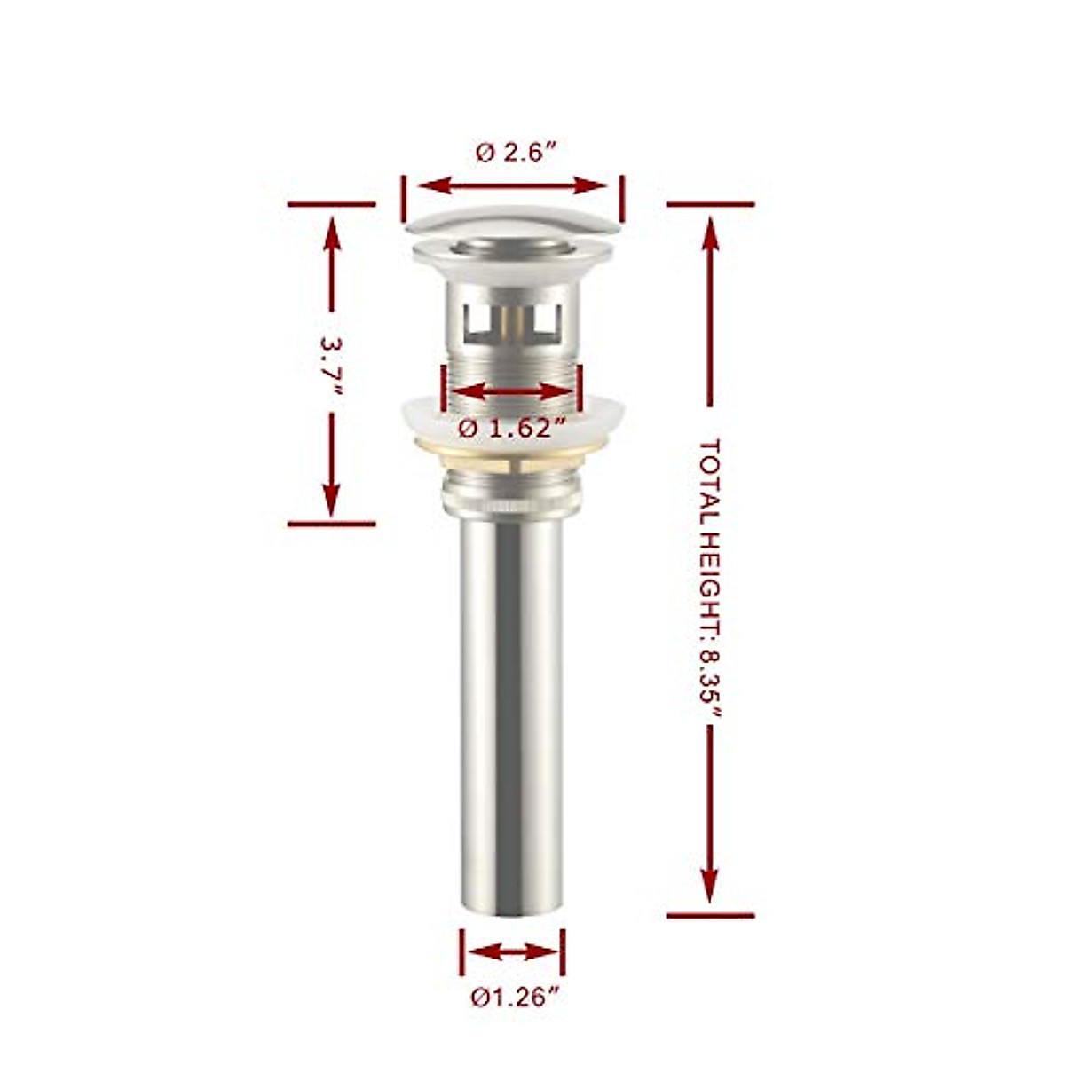 Purelux Pop Up Drain Stopper With Overflow for Bathroom Faucet Vessel or Vanity Sink, Matte Black Finish