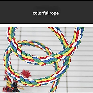 Bird Spiral Rope Perch, Cotton Parrot Swing Climbing Standing Toys, Bird Cage Toy for Lovebirds Budgies Tiels Green Cheek Conures Senegals Quaker Parakeets (S)