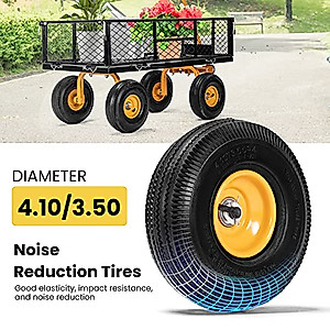 VIVOHOME Heavy Duty 880 Lbs Capacity Mesh Steel Garden Cart Folding Utility Wagon with Removable Sides and 4.10/3.50-4 inch Wheels (Black)