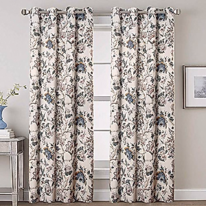 H.VERSAILTEX Blackout Curtains 84 Inch Length 2 Panels Set Floral Print Curtain Drapes for Living Room Thermal Insulated Grommet Window Curtains for Bedroom - Traditional Floral in Sage and Brown