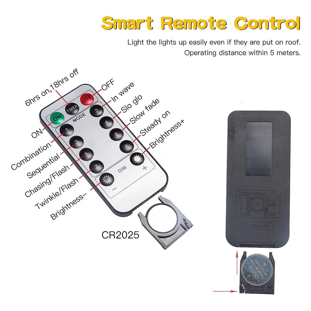 Whalegend Outdoor Lights 2 Pack 33ft 100LED Battery Powered Copper Wire String Lights 8 Modes with Remote Control for Bedroom Christmas Party Home Wedding Decorations Garden Indoor Decor Warm White