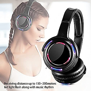AYVVPII 10pcs Bundle Wireless Silent Disco LED Flashing Light Headphones with 1 Transmitter 500m Distance