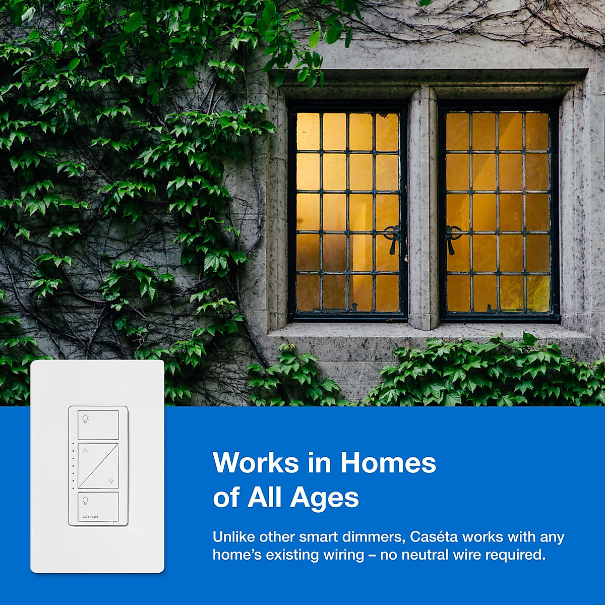 Lutron Caséta Deluxe Smart Dimmer Switch (2 Count) Kit with Caséta Smart Hub | Works with Alexa, Apple HomeKit, Ring, Google Assistant | P-BDG-PKG2W-A | White