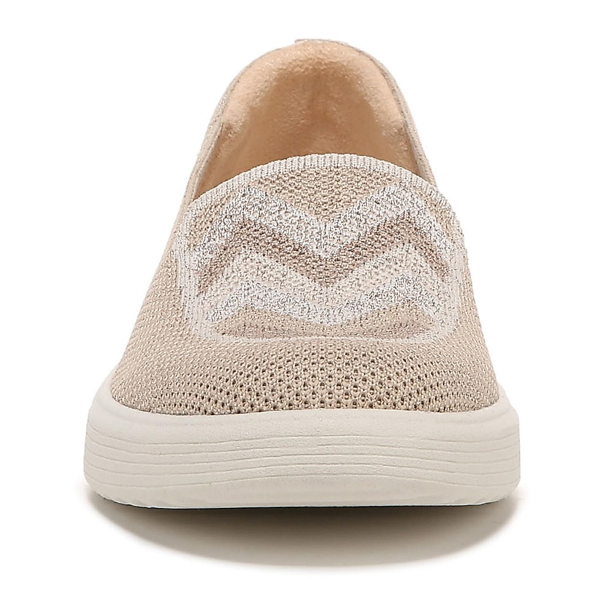 BZees Womens March On Moc Slip-on Loafer, Hazelnut Chevron Knit, 7 US