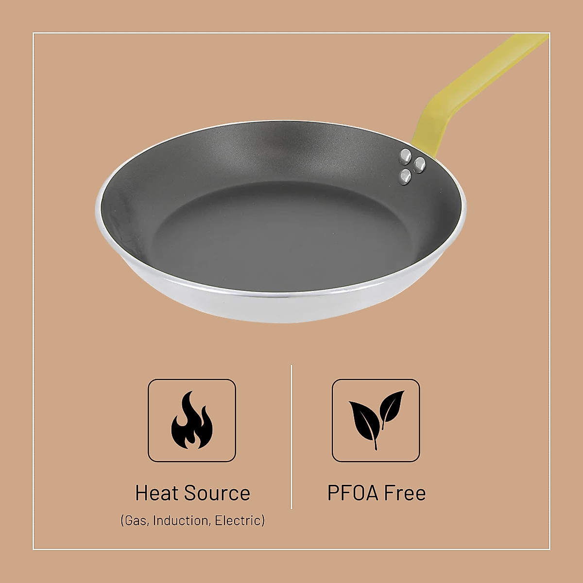 De Buyer CHOC Nonstick Fry Pan - 8” - Yellow Handle for Vegetables - 5-Layer PTFE Coating - Warp & Scratch Resistant - Made in France