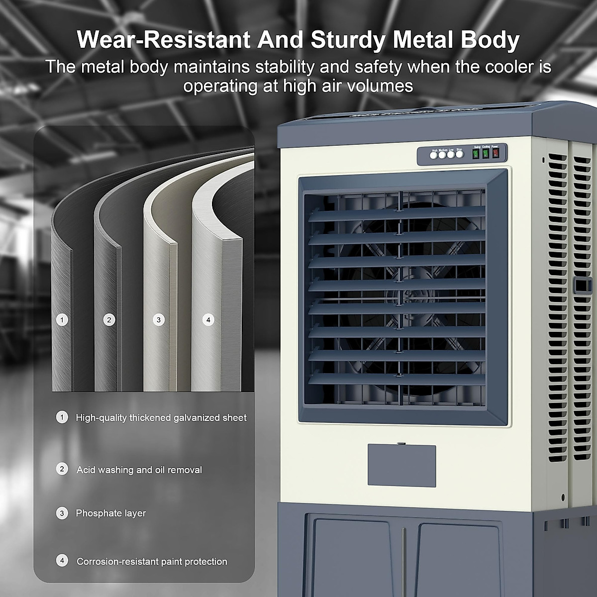 KEGIAN 4800CFM Evaporative Air Coolers, Swamp Cooler with Continuous Auto Fill, 120° Oscillating, 3-Speed Mode, Air Cooler, Portable Cooler Fan for Indooor Outdoor Patio Garage Commercial Use 41''