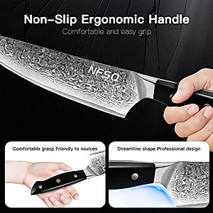 NFSQ Chef Knife Ultra Sharp Kitchen Knife Set 8-Piece, Premium High Carbon Stainless Steel Chefs Knife Set, Ergonomic Handle Professional Knives Set for Kitchen with Gift Box