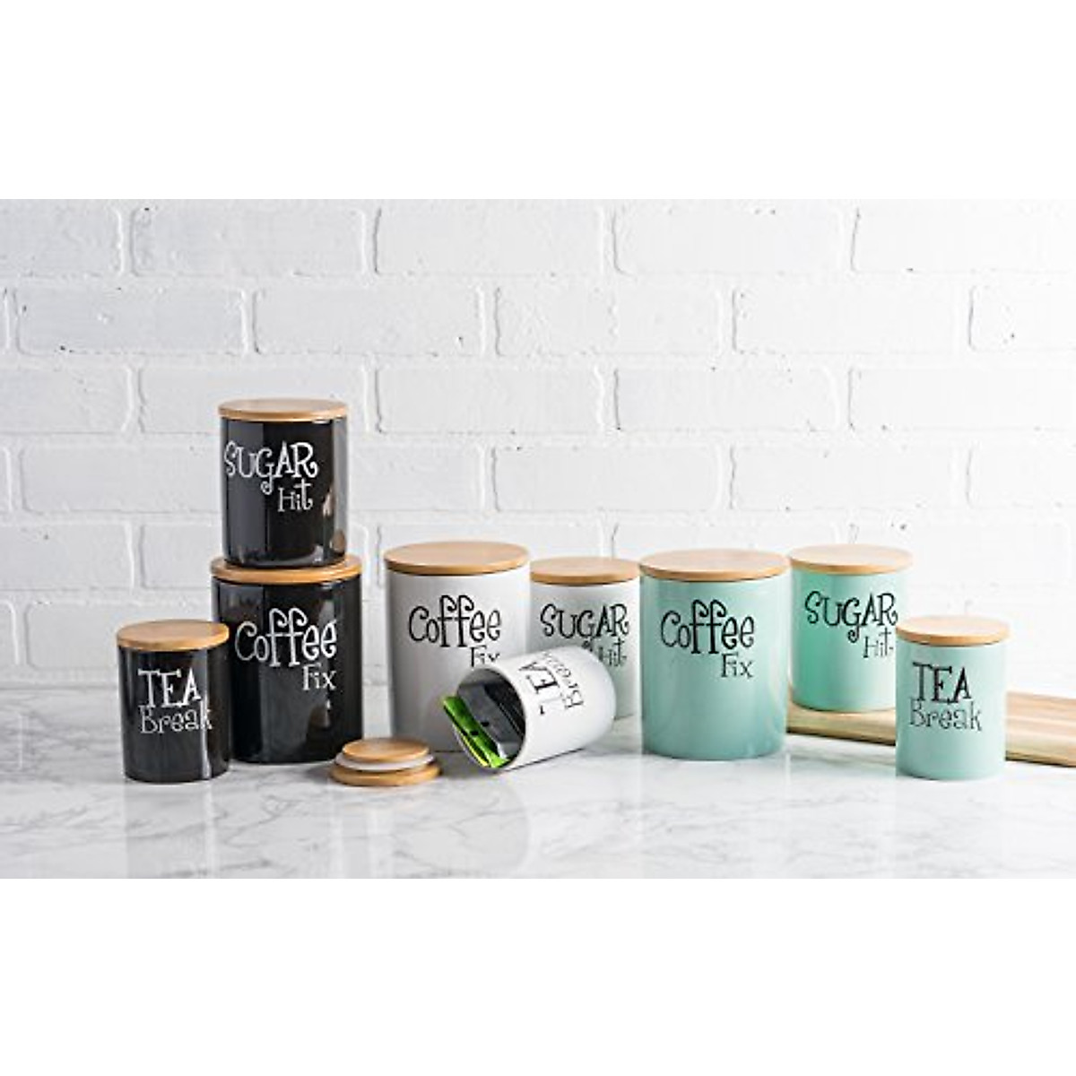 DII Kitchen Accessories Retro Collection, Ceramics, Canister Set, White, 3 Piece