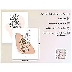 Line Art - Minimalist Decor - Floral Abstract Prints - Set of 6 (8x10) - Unframed