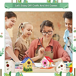 ILHSTY 6 Pack Large DIY Bird Houses Kits for Kids, Kids Crafts Wood Houses for Crafts Class Parties, DIY Crafts and Art Birdhouse Kits for Children to Build & Paint (6)