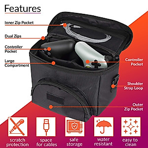 Orzly Carry Bag for Google Stadia - Multiplayer Pro-Travel Case - Features Storage Compartments & Pockets - Plus Handle & Strap for Portability - Fits Two Stadia Controllers, Chromecast & Cables etc