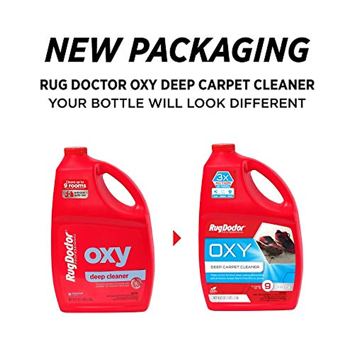 Rug Doctor Triple-Action Oxy Carpet Cleaner Deep Cleans, Deodorizes, and Refreshes Carpet & Upholstery, 96 oz, Daybreak Scent, Professional-Grade, RED
