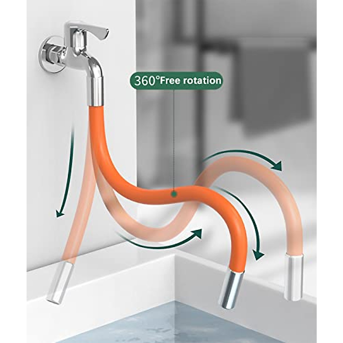 Faucet Extension Tubes Flexible for Kitchen Sink 360 Degrees Flexible Leader Hose 720 Degree Fixation in any Position Faucet Aerator Extension Device Sink Faucet Sprayer Attachment Faucet Hose (50cm)