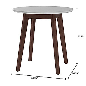 SEI Furniture Oden Two-Tone Small Space Round Dining Table, White, Burnt Oak