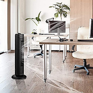 FANTASK Tower Fan, 28 Inch Quiet Oscillating Fan , 3 Wind Speeds & Modes, Bladeless Standing Cooling Fan, Air Circulator Fan for Home Office Kitchen, Floor Fan for Bedroom Room (Black)