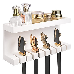 Yamahiko Belt Storage Organizer for Closet, Belt Hanger Wall Mounts with Double Shelving Platform, Universal Belt Rack Holder for Closet, Wall Closet Organizer Belt Hanger Rack for Men Women, White