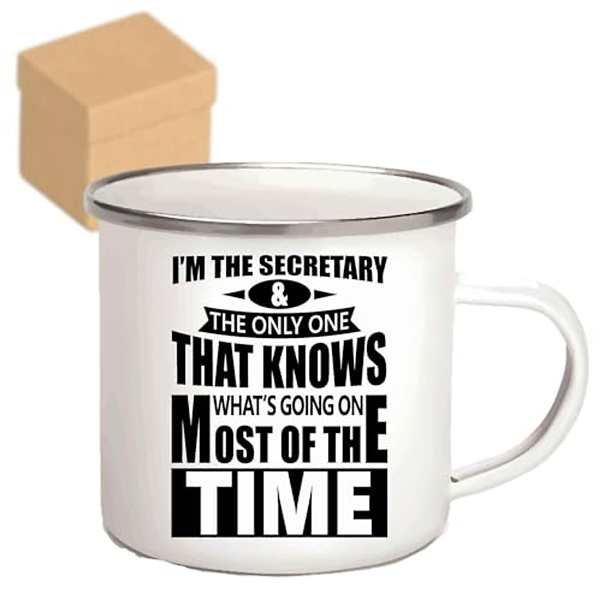 Funny Gift Funny Gift For Secretaries Who Know What's Going On - Unique Gift For Grandmothers On Birthday - 12oz Enamel Silver Mug