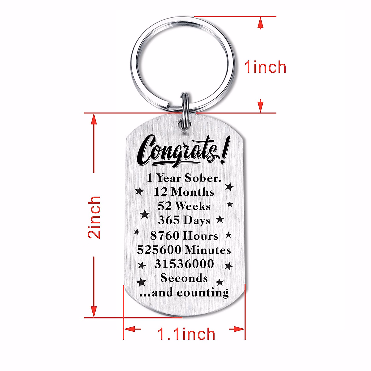Laluminter 1 Year Sobriety Gifts for Women Men, One Year Sober Anniversary Keychain With Encouragement Quotes