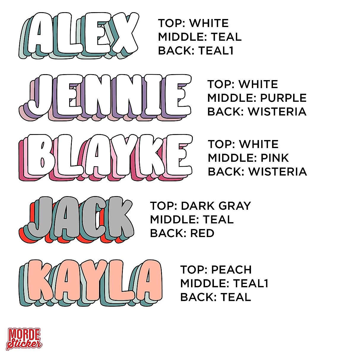 Custom Name Sticker Personalized Customize Name Colors Stickers Cute Die-Cut Waterproof Vinyl Sticker for Laptop Water Bottle Phone Case Cars Decor Decal Stuff Gifts for Her Him Boy Girl Adults Kid