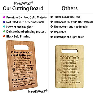MY-ALVVAYS Retirement Gifts for Women Men, Going Away Gifts, Retired Gifts, Recipe Cutting Board Gift, 7"x11", Double-Sided Use -059