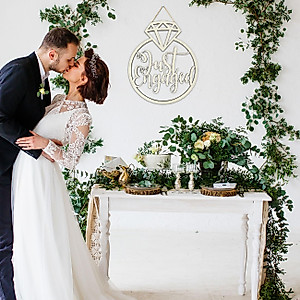 Engagement Party Decorations, Just Engaged Wooden Sign for Engagement Decorations, Diamond Ring Engagement Photo Props for Bachelorette Wedding Bridal Shower Party