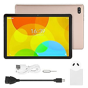 HEEPDD 10.1 Inch Tablet, AU Plug 100-240V 2.4G 5G WiFi 4G LTE Tablet 1920x1200 Resolution for Android 11.0 for Learning (Gold)
