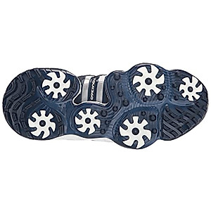 adidas Men's TOUR360 22 Golf Shoes, Footwear White/Silver Metallic/Team Navy Blue, 10