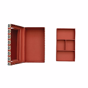 Creative Co-Op Fabric Covered Jewelry Box with Floral Pattern and Interior Mirror, Multicolor